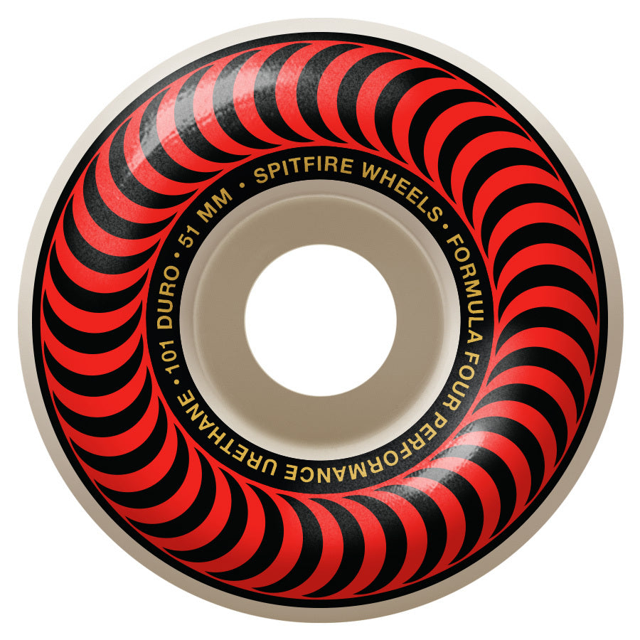 SPITFIRE 101 Formula Four Classic Swirl 51mm Skateboard Wheels - Red ...